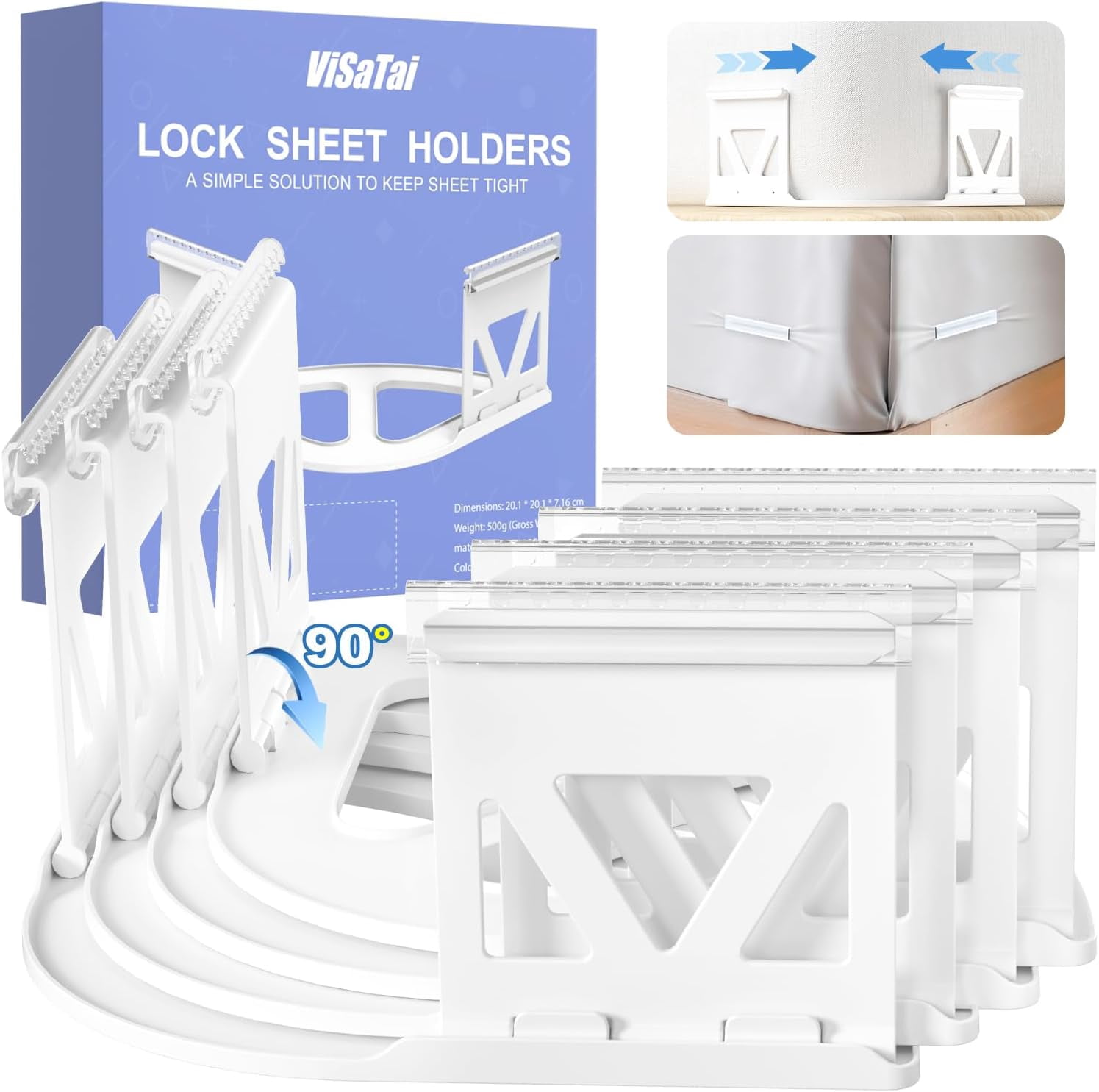 Bed Sheet Holders for Corners with Invisible Non-Slip Grippers - 4 PCS ...