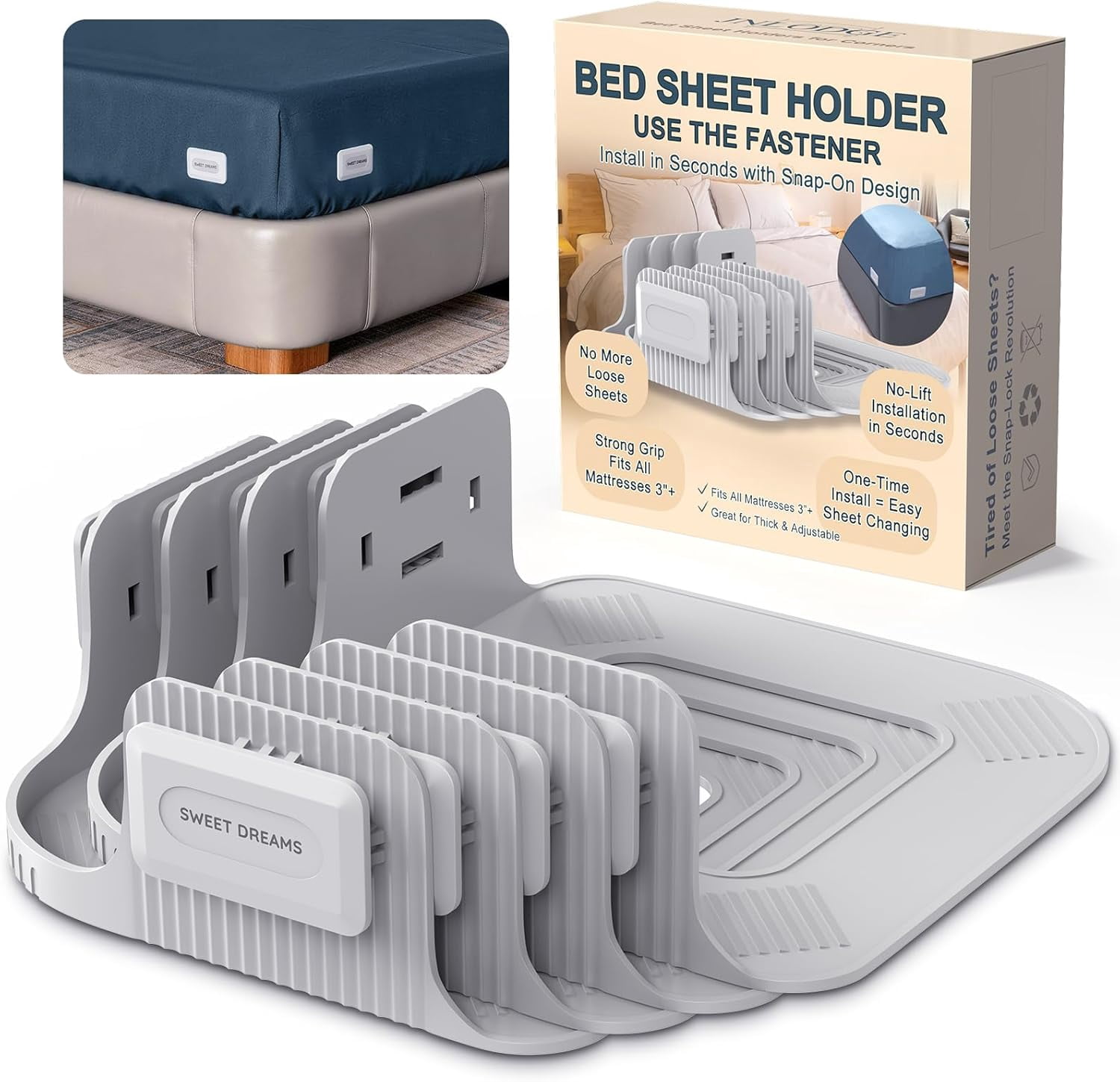Bed Sheet Holders for Corners - Snap-Lock Sheet Lock for Fitted Sheets ...