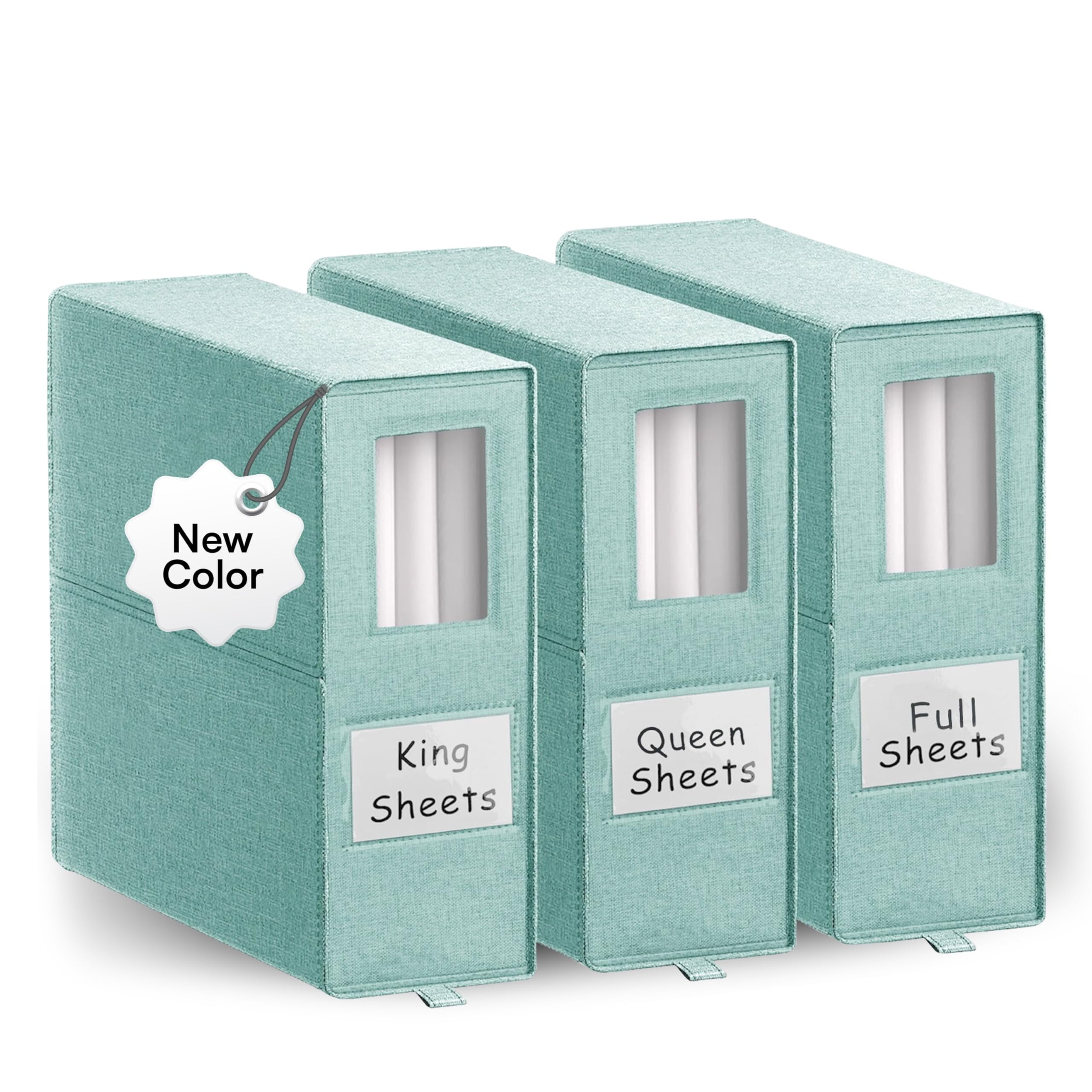 Bed Sheet Organizer 3-Pack with Window - Foldable Linen Closet Storage ...