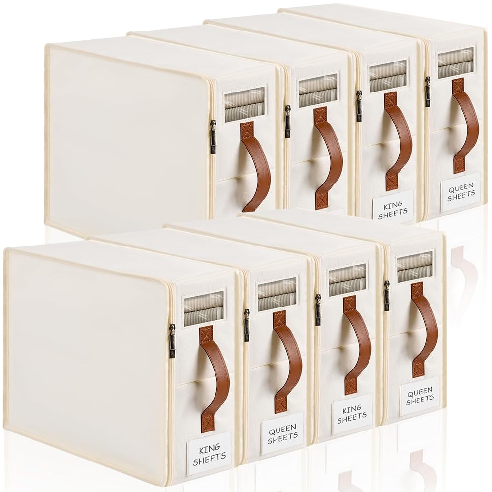 Bed Sheet Organizer 8 Pack, No Insects Entry Bedding Storage Box with ...