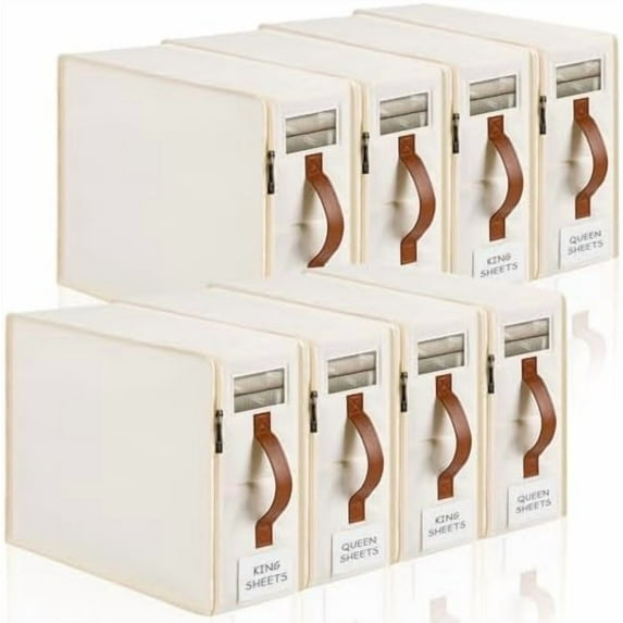 Bed Sheet Organizer 8 Pack, No Insects Entry Bedding Storage Box with ...