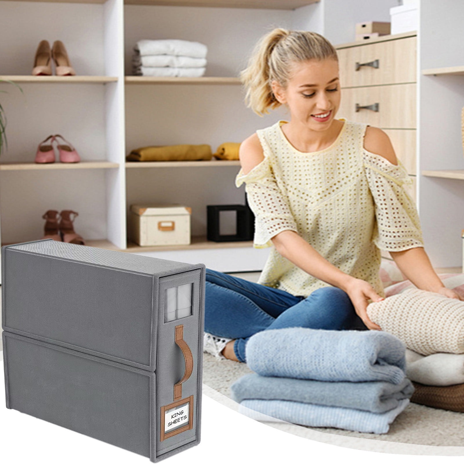 Bed Sheet Organizers and Storage Box ,Foldable Linen Closet Organizer ...