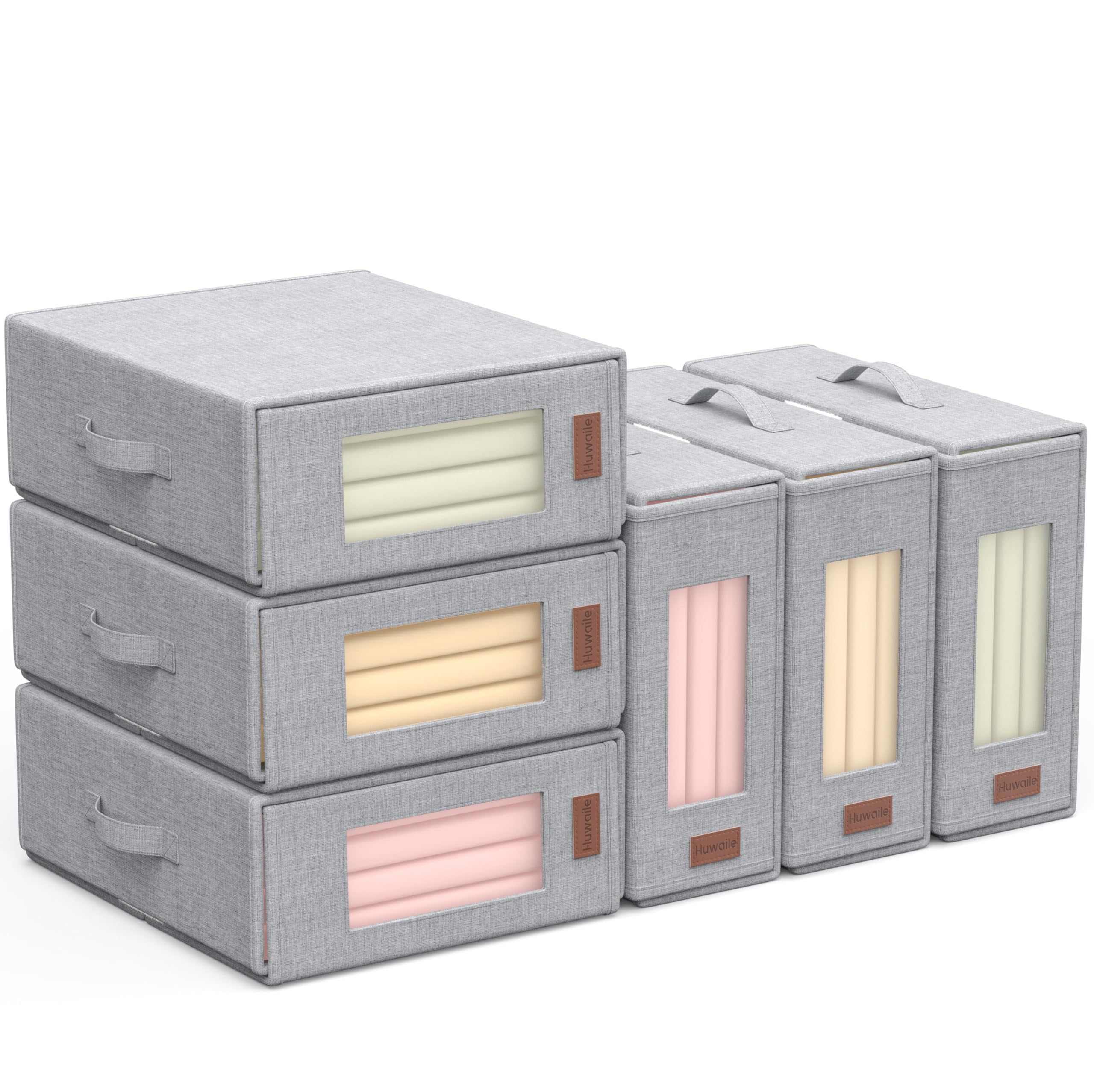 Bed Sheet Organizers Storage Foldable: Grey 6 Packs King/Queen Size ...