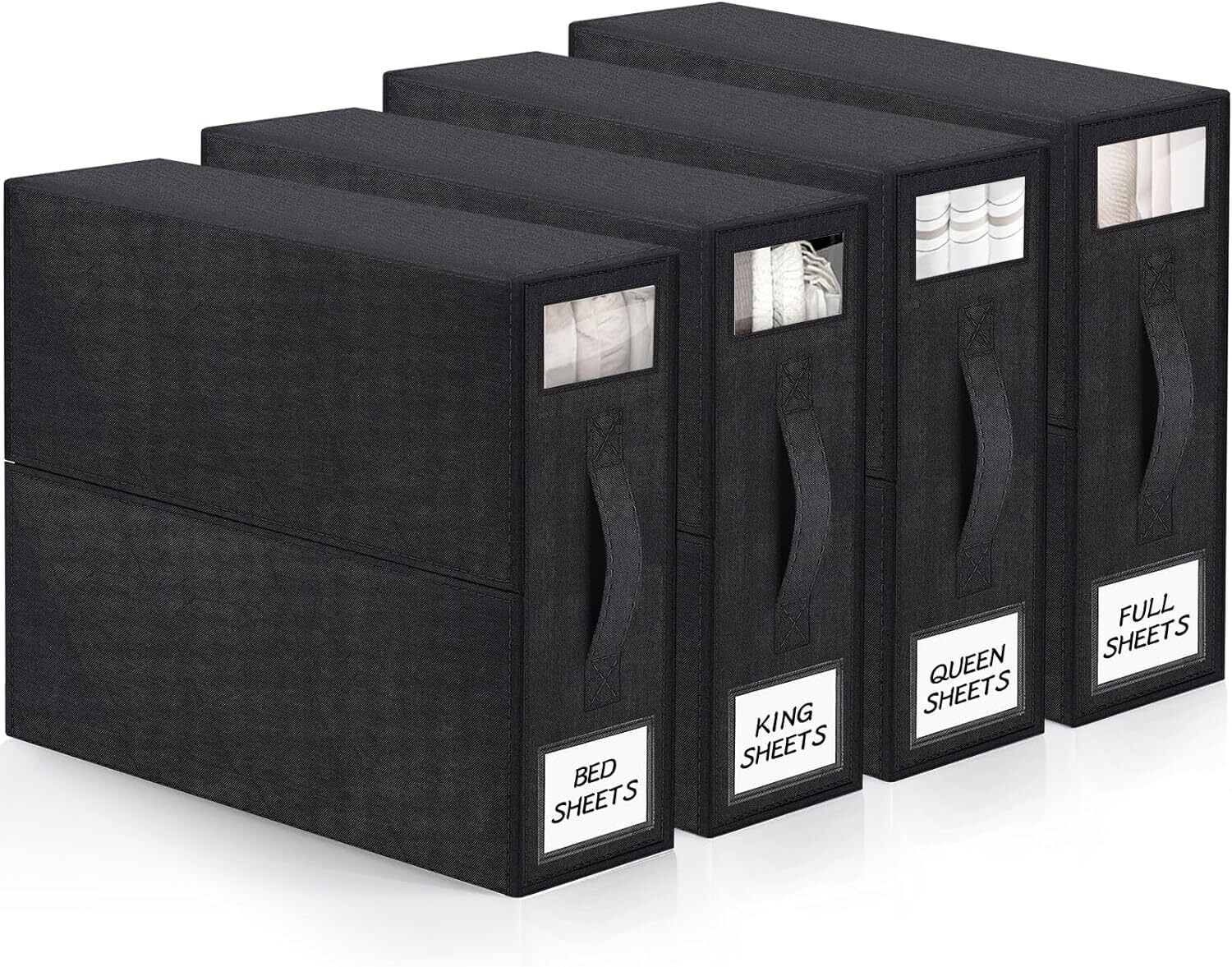 Bed Sheet Organizers and Storage 4 Pack, Foldable Sheet Bedding Storage ...