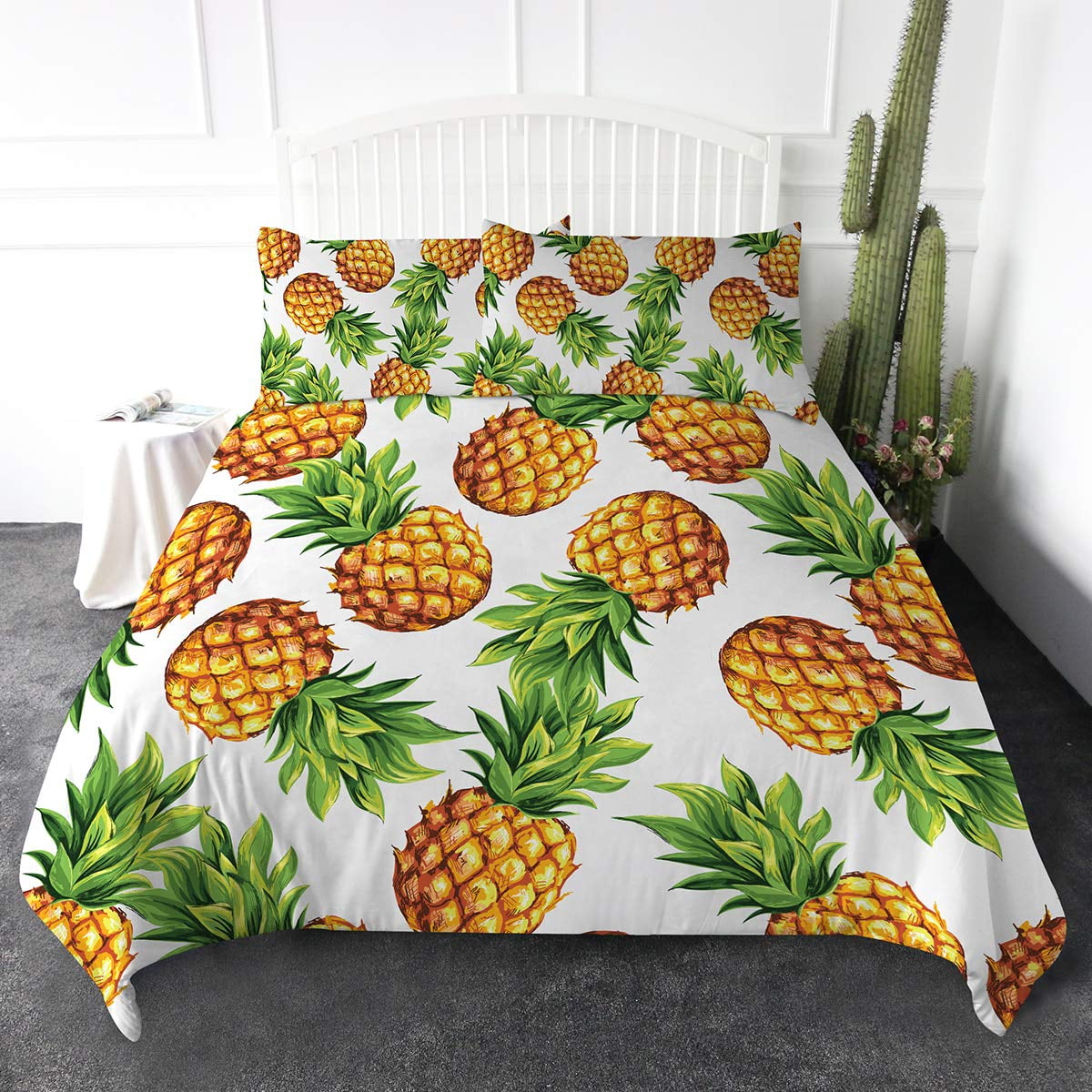 Bed Sheet Set Cartoon Pineapple Bedding Set Daisy Flowers Comforter Cover Set for Kids Teens ...
