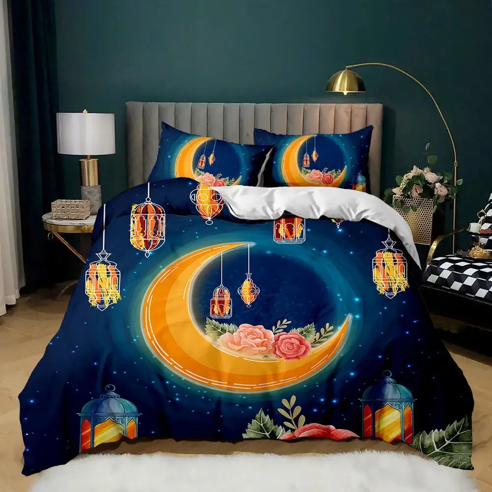 Bed Sheet Set Exotic Stars and Moon King Religious Themed Quilt Cover ...