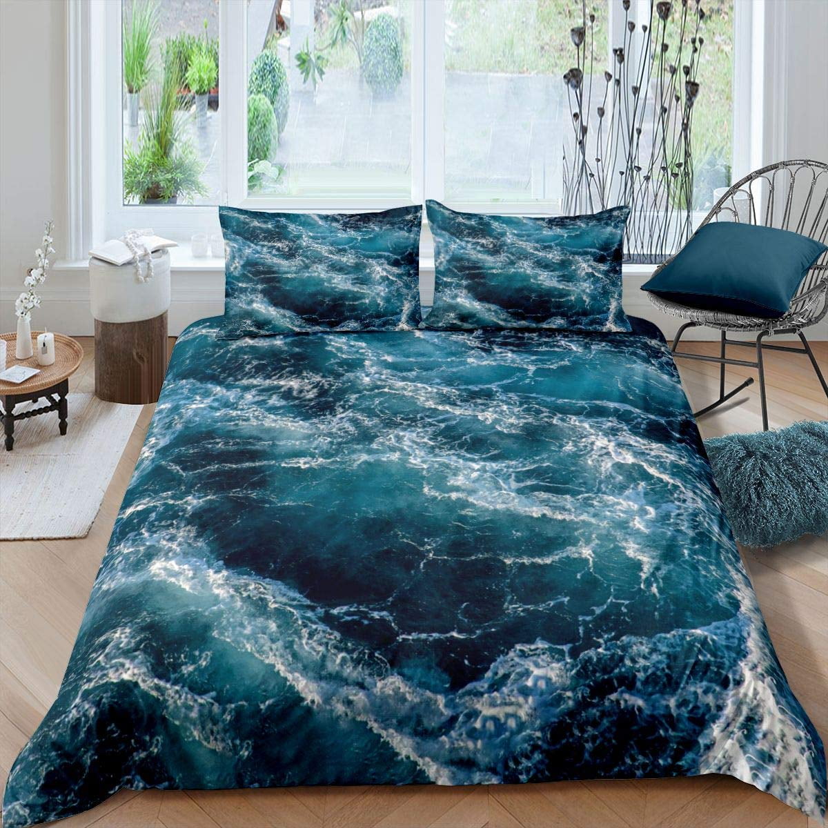 Bed Sheet Set Ocean Wave Bedding Set Comforter Cover for Kids Boys ...