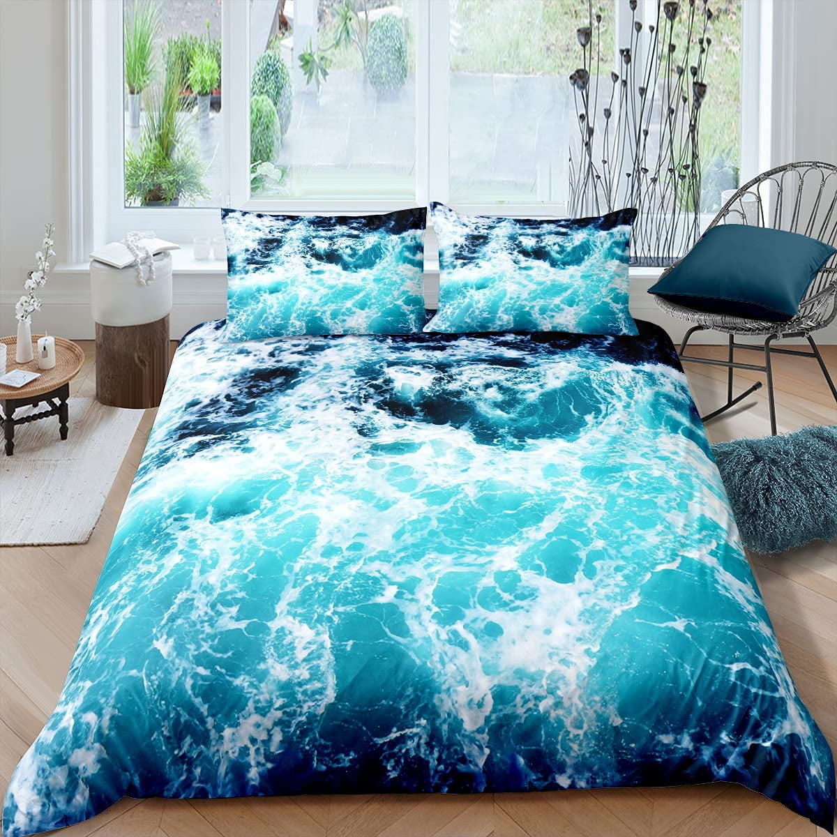 Bed Sheet Set Ocean Wave Bedding Set Comforter Cover for Kids Boys ...