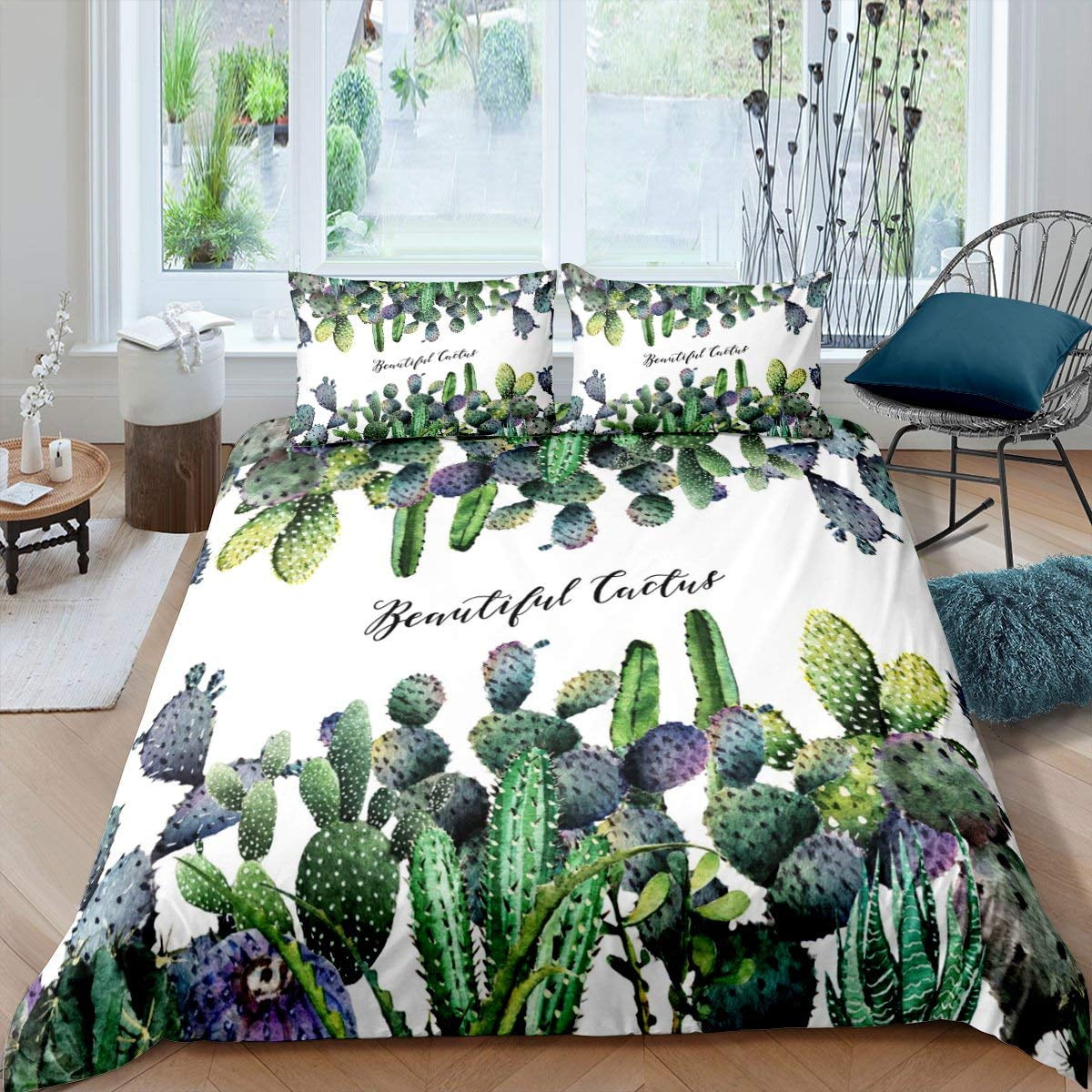 Bed Sheet Set Succulents Bedding Set Green Plant Tropical Botanical ...