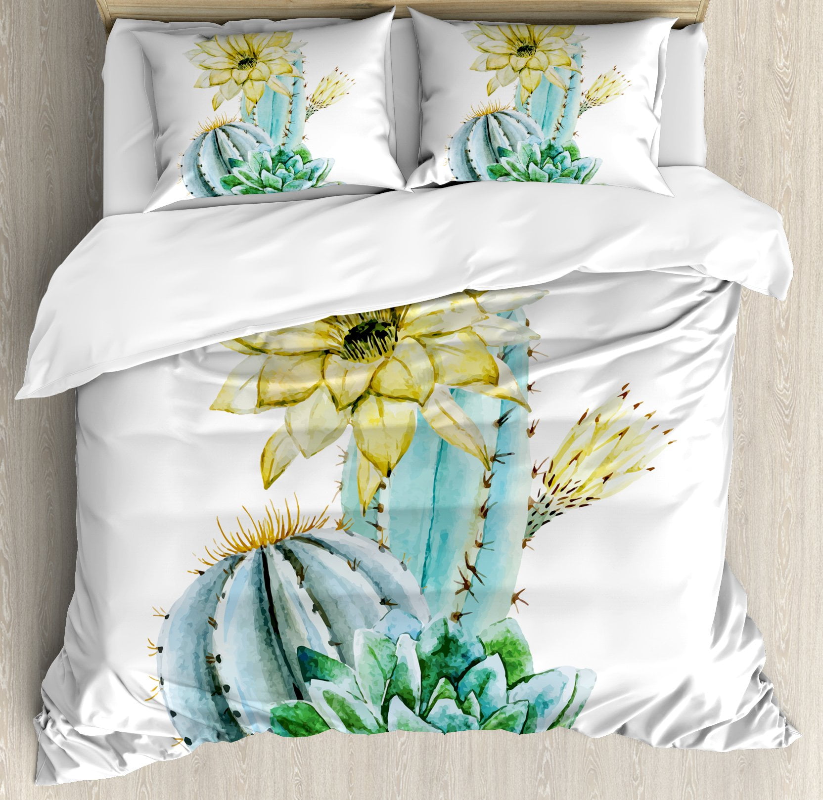Bed Sheet Set Succulents Bedding Set Green Plant Tropical Botanical ...
