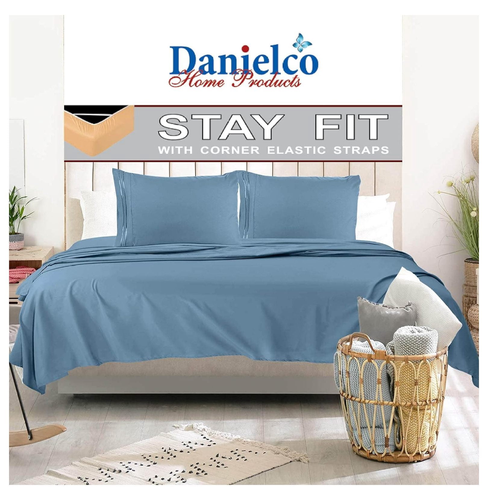 Bed Sheet Sets - Stay fit on Mattress with Elastic Straps at Corners ...