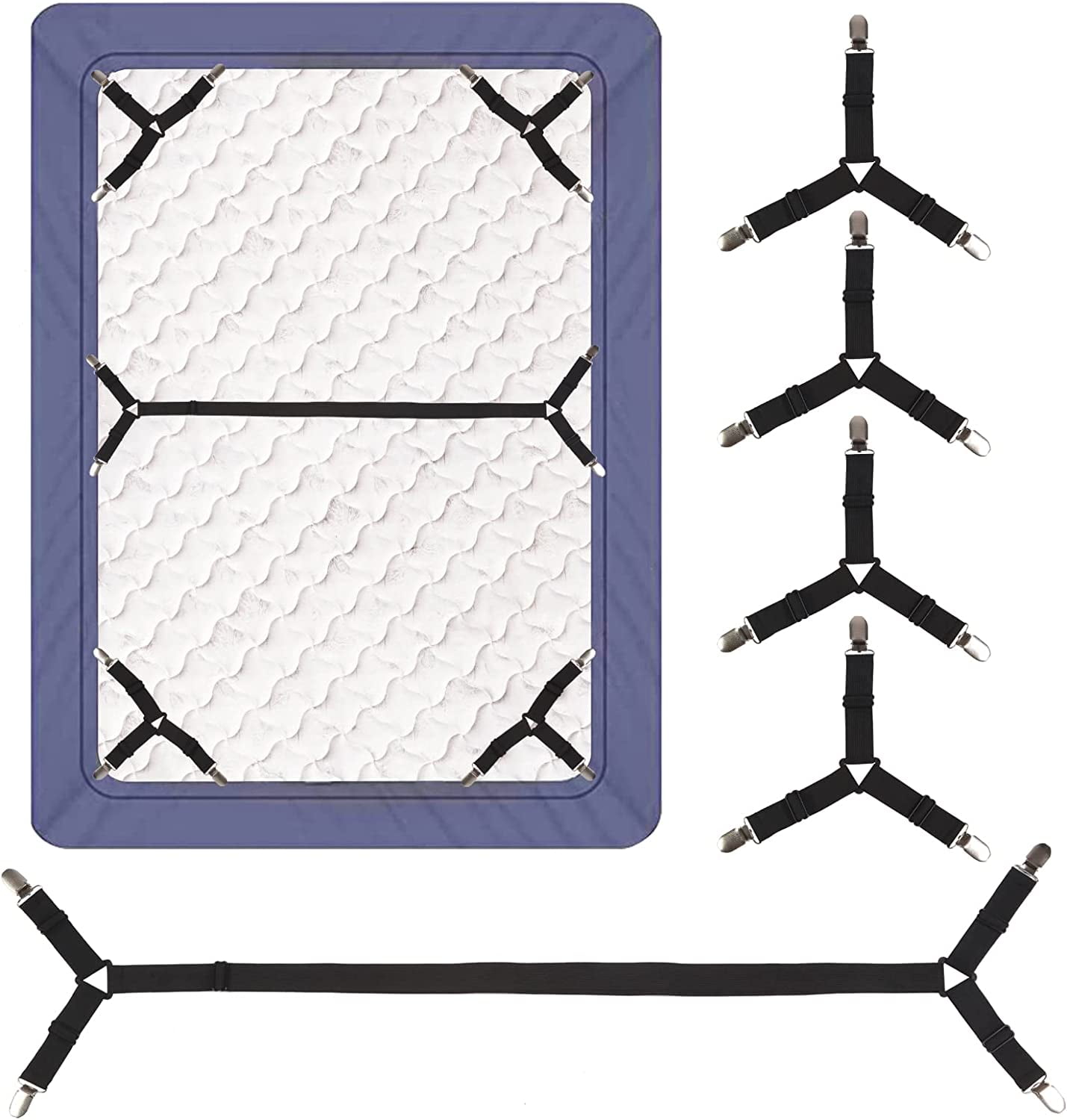Bed Sheet Straps,4+1 Pcs Fitted Sheet Clips Holder,Upgraded Triangular ...