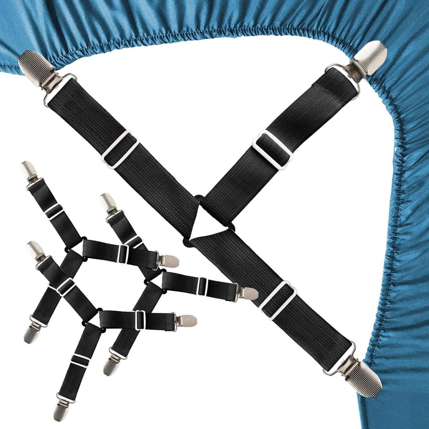 Bed Sheet Straps, 4Pcs Adjustable Bed Sheet Clips, Easy to Install Bed ...