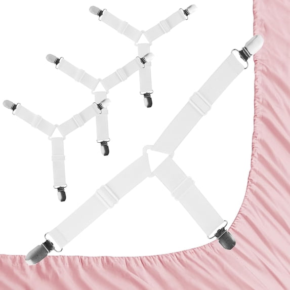 Bed Sheet Straps,4Pcs Non-Slip Elastic Fitted Sheet Straps,Adjustable ...