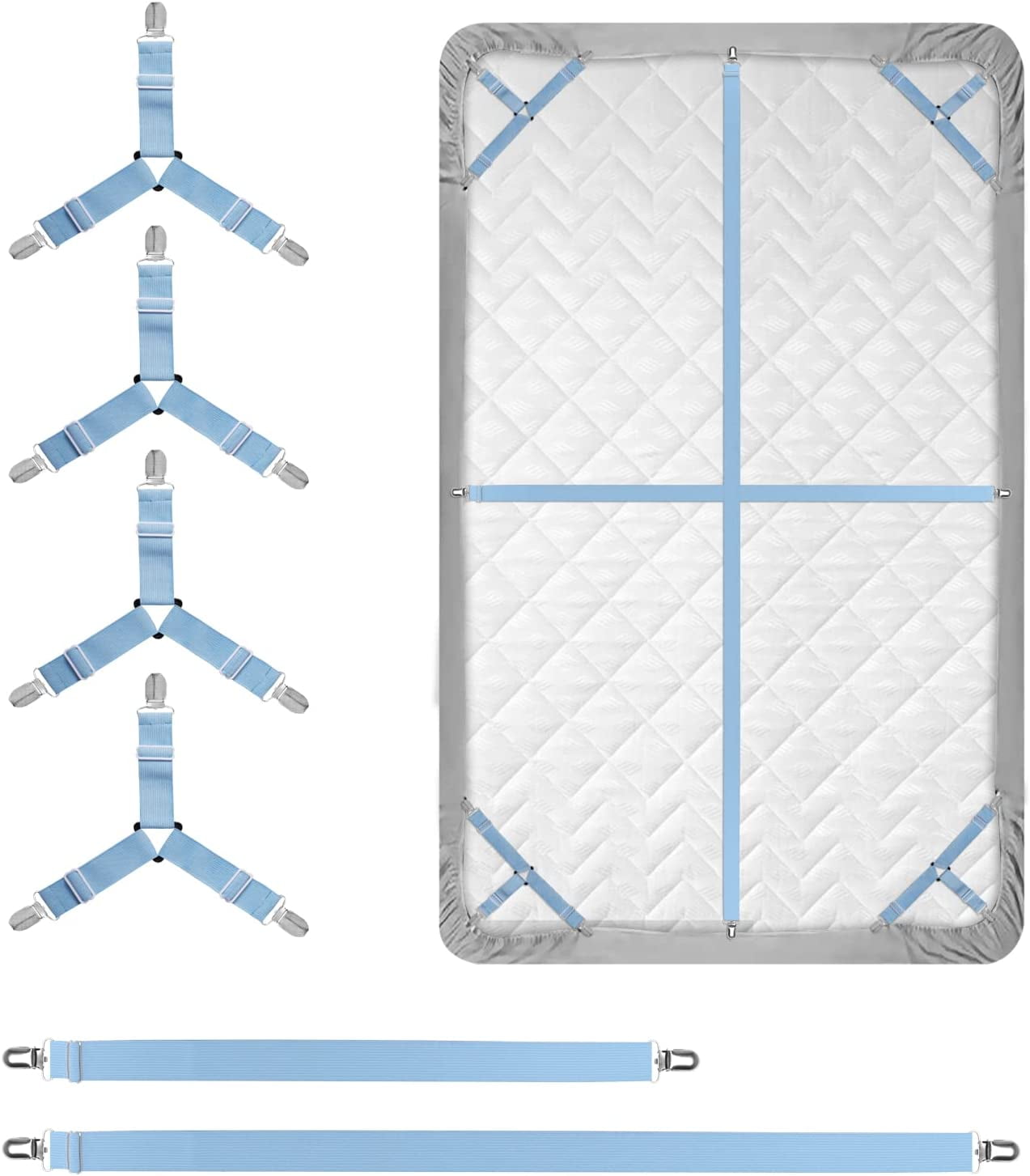 Bed Sheet Straps, 6PCS Set Bed Sheet Holder to Hold Bed Sheet in Place ...