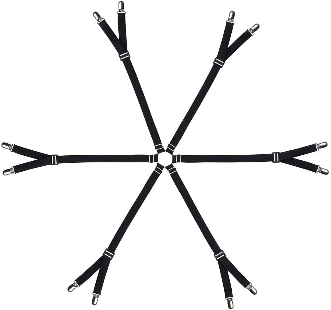 Bed Sheet Straps Adjustable,Metal Fasteners,6 Sides for Full,Queen,King ...