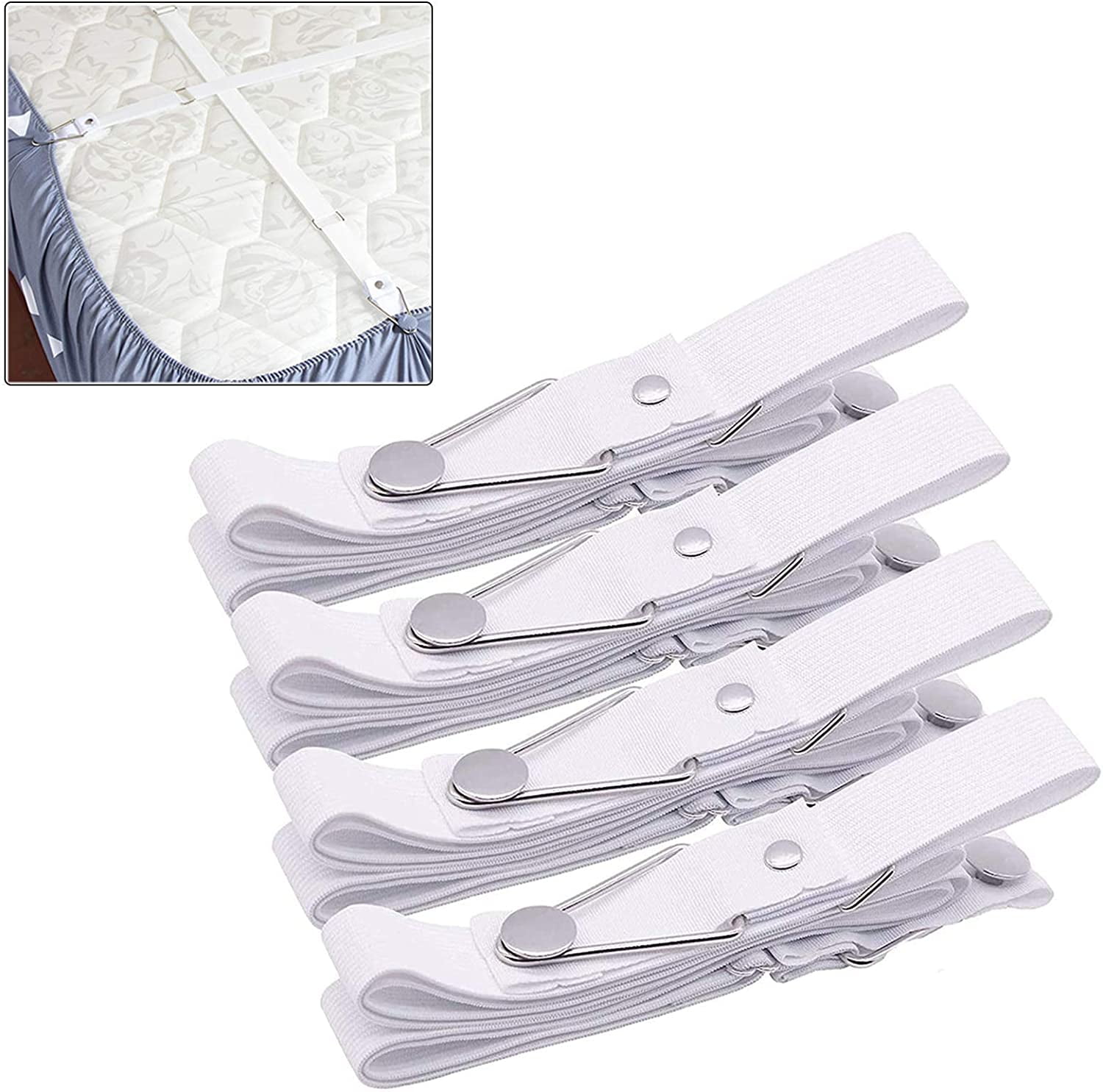 Bed Sheet Straps, Bed Sheet Holder Straps,Adjustable Elastic Fitted Bed ...