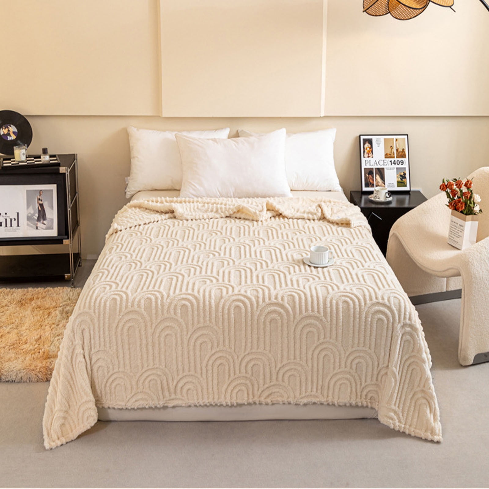 Bed Sheet Vmvidoty Roman Column Milk Velvet Flannel Coral Velvet ...