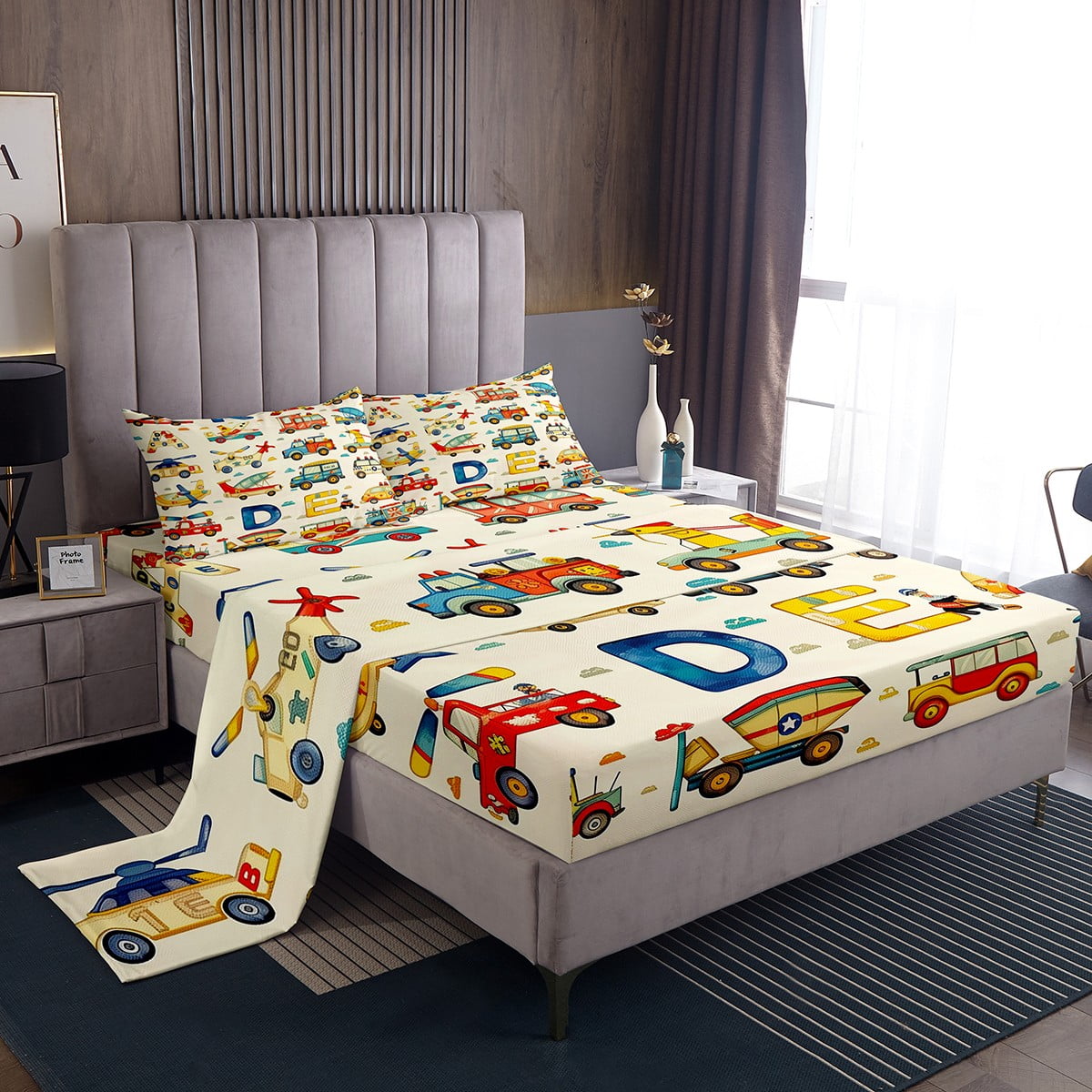 Bed Sheets Excavator Sheets Cute Cartoon Car Sheet Set Equipment Trucks ...