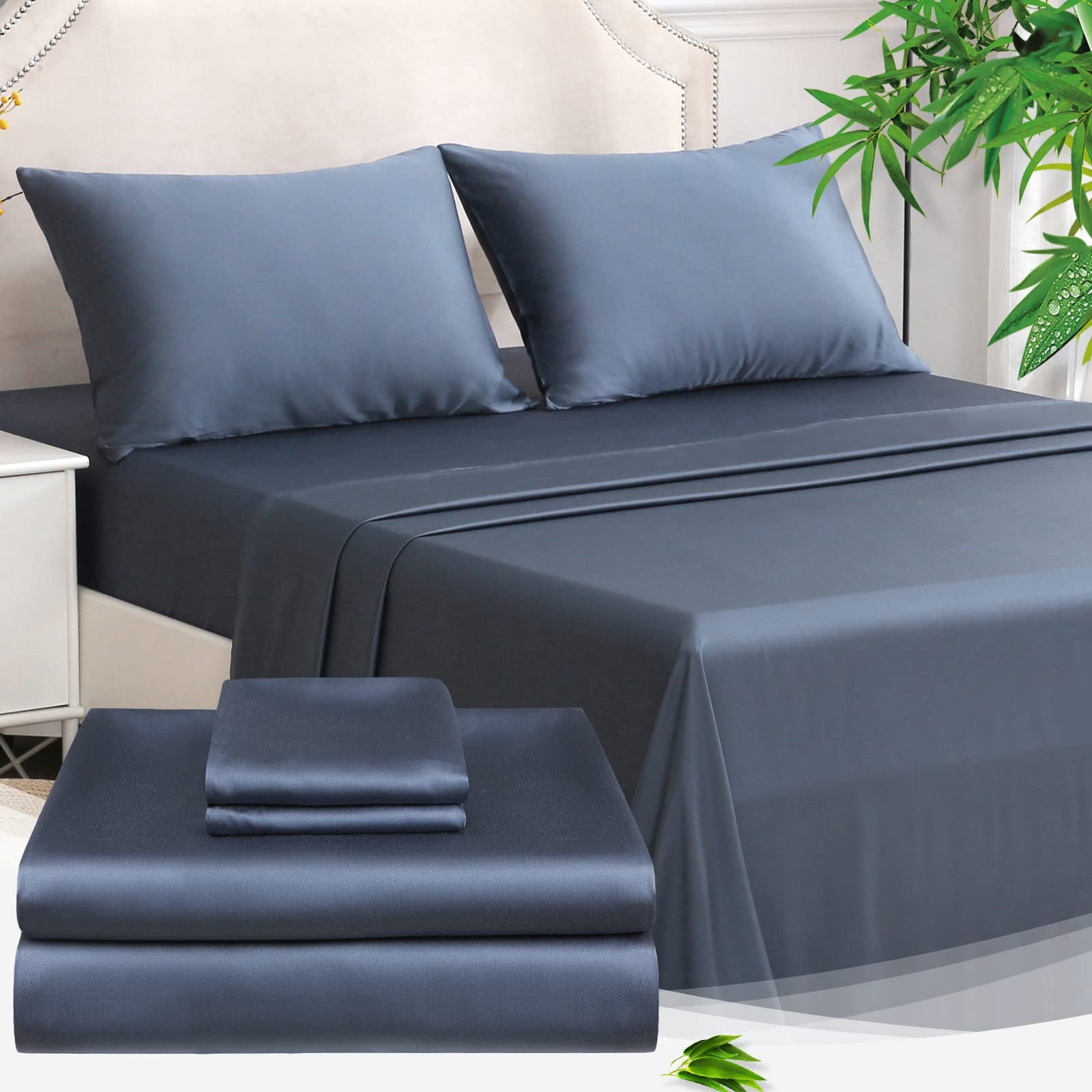 Bed Sheets Set 500 Thread Count 100% Soft Cotton 4-Piece Twin Set ...