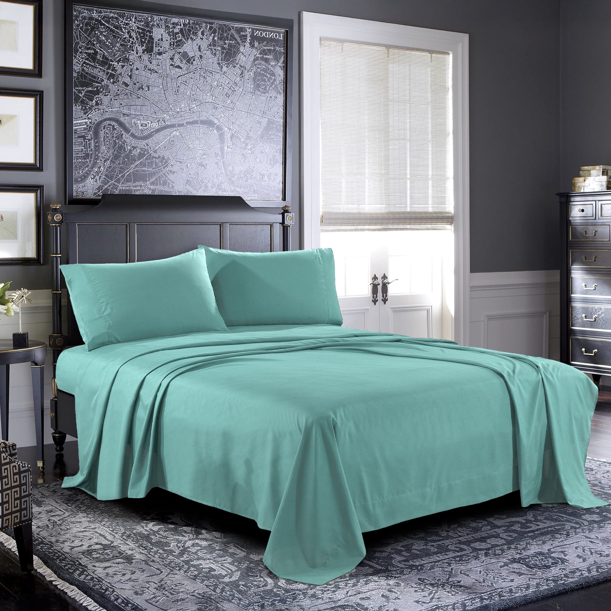 Bed Sheets Set, Microfiber Bedding Set, Deep Pockets, Wrinkle & Fade ...