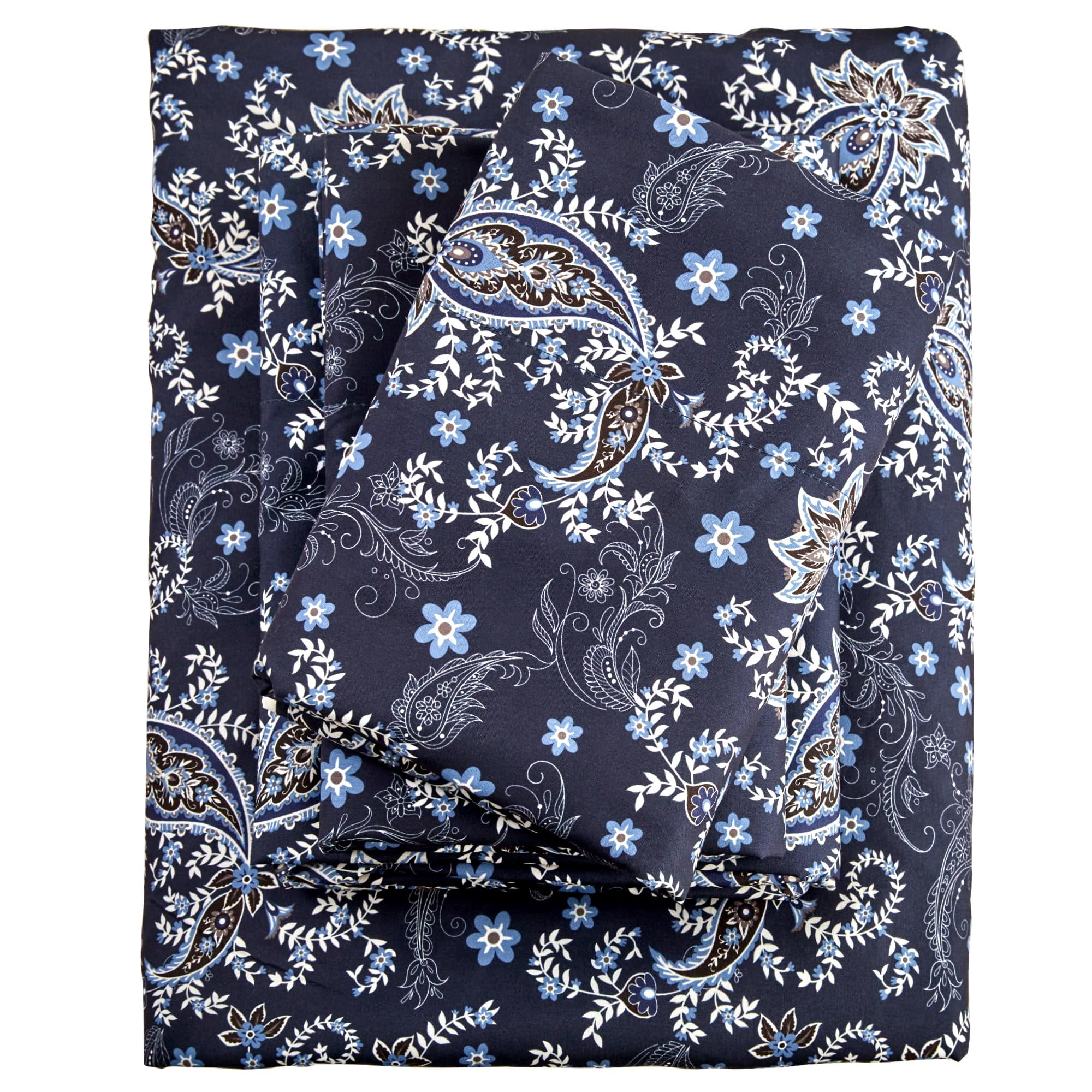 Bed Sheets Set, Soft Microfiber 4 Piece Queen Sheet Set,Midnight Blue ...