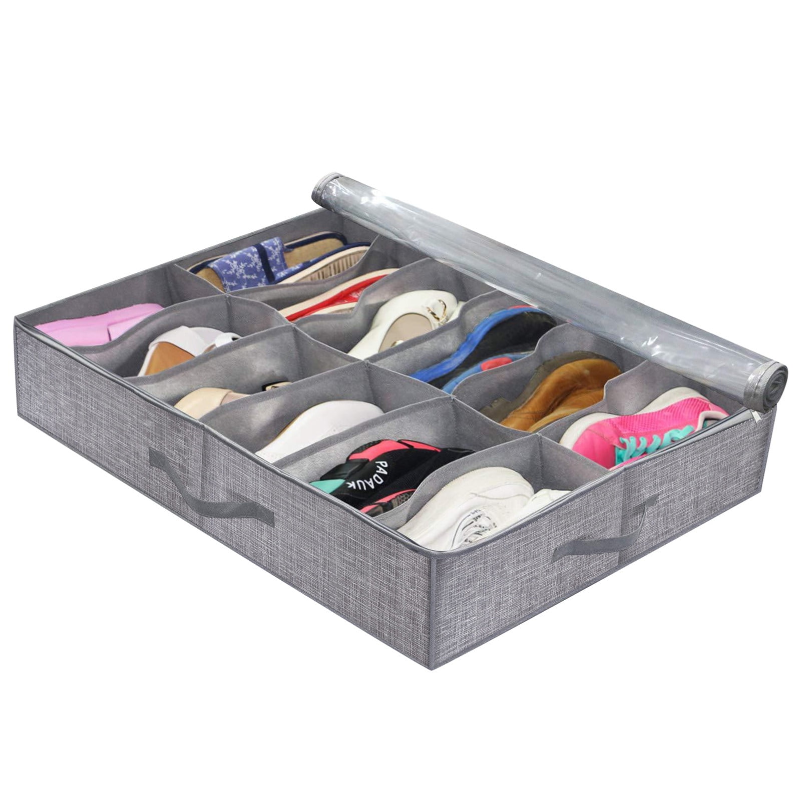 Under Bed Shoe Storage Organizer, Fits 24 Pairs, Sturdy Shoe Containers ...