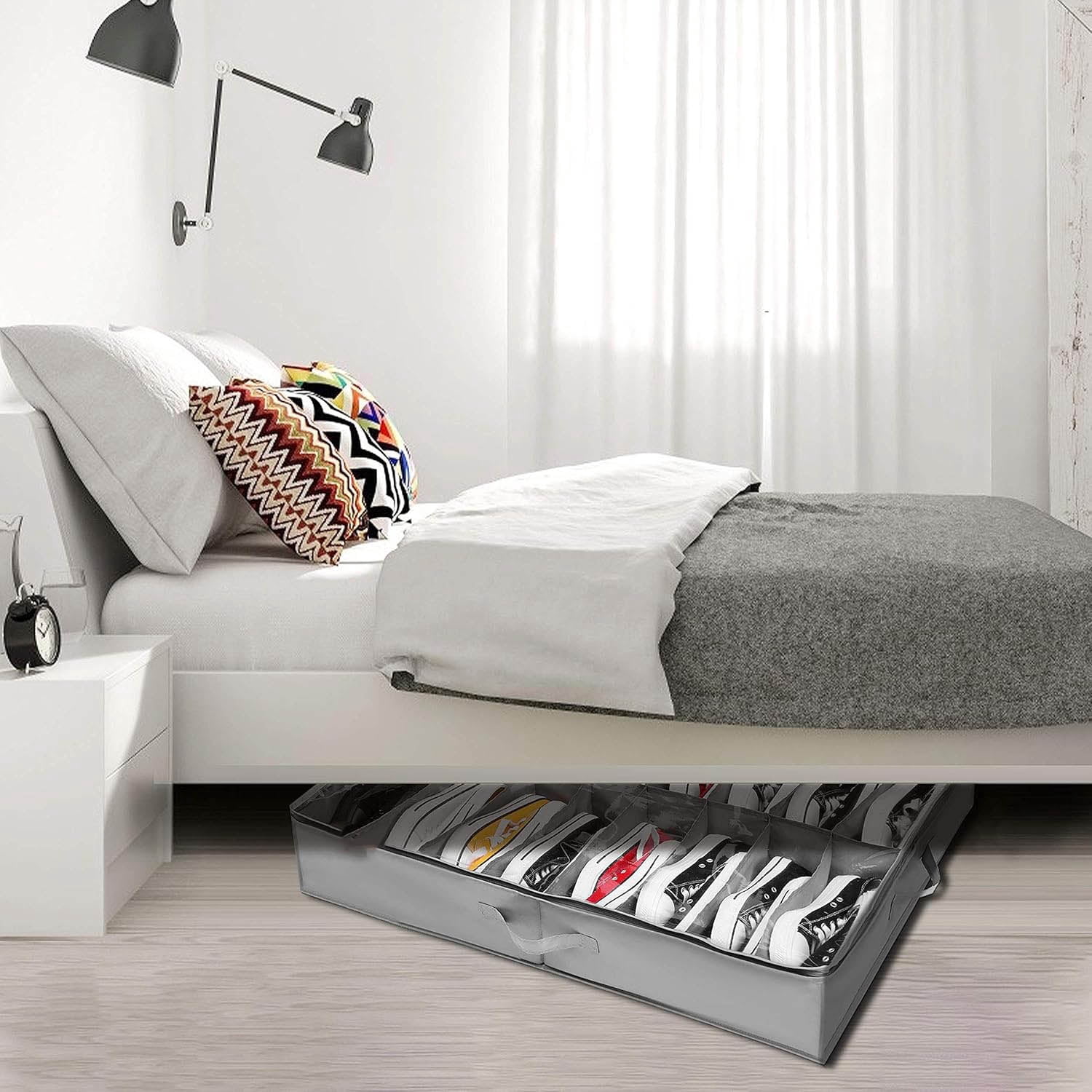 Under Bed Shoe Storage Organizer Set of 2, Fits 32 Pairs, Underbed Shoe ...