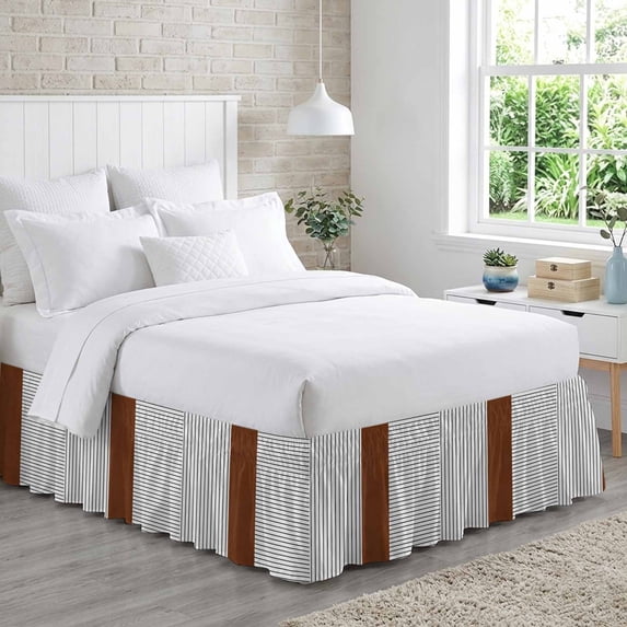 Bed Skirt Boho Brown Adjustable Elastic Wrap-Around Dust Ruffle with ...