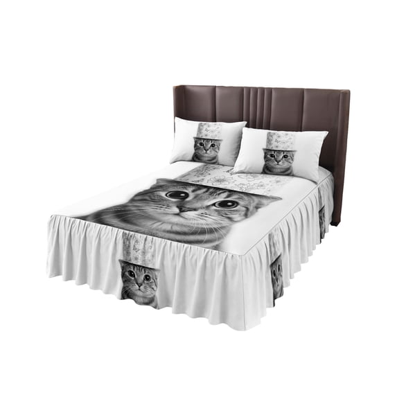 Bed Skirt King Size 18 Inch Drop, Cute Cat Wrap Around Bed Skirts Set ...