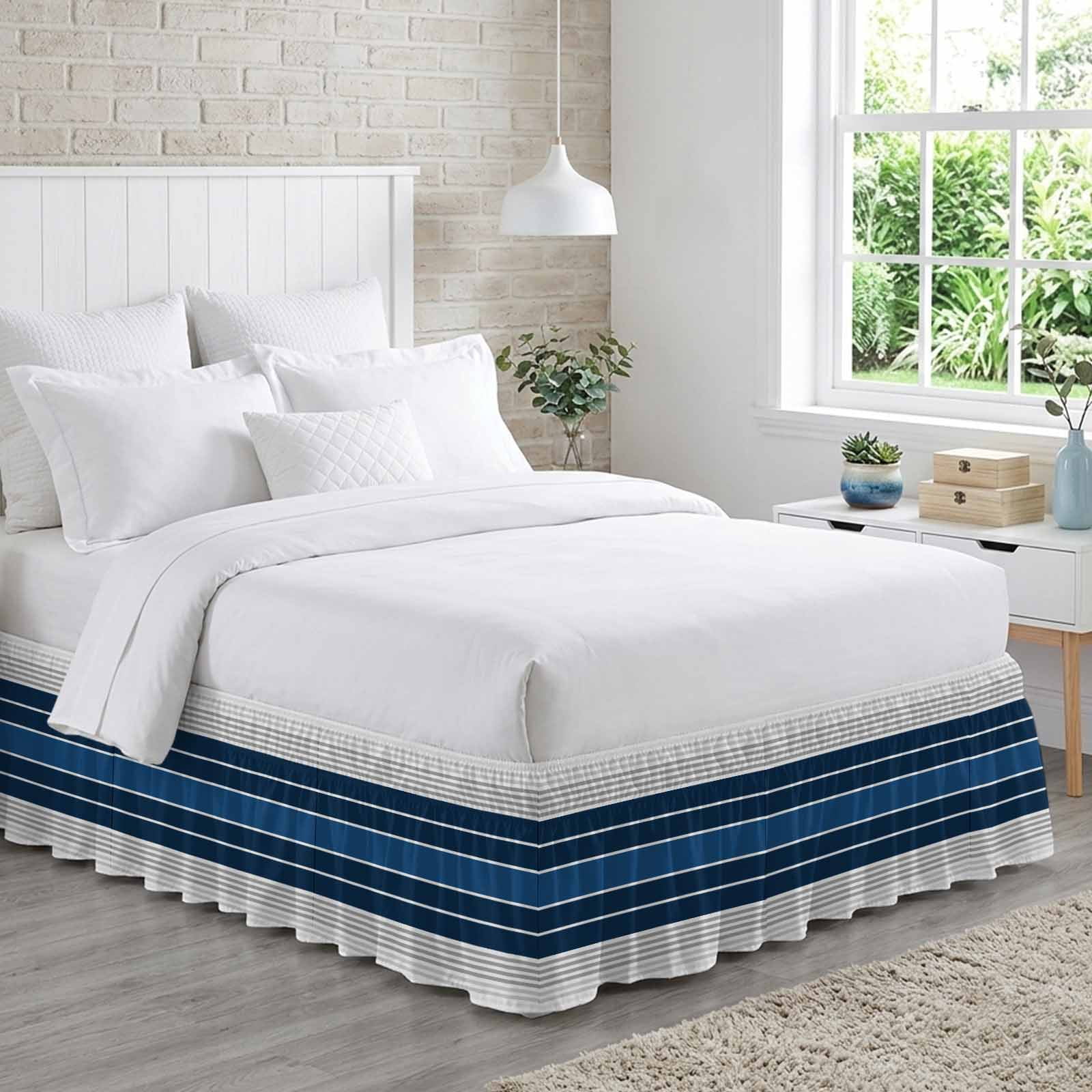 Bed Skirt Minimalist Adjustable Elastic Wrap-Around Dust Ruffle with ...