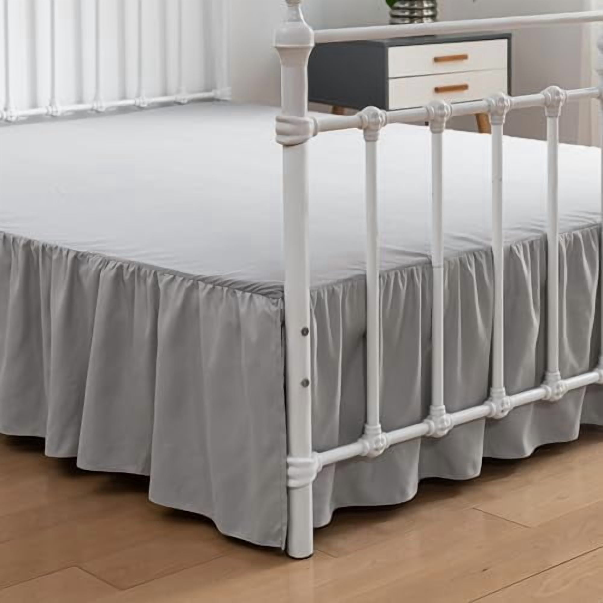 Bed Skirt Queen Size Ruffled Bed Skirt with Split Corners, 14 Inch Drop ...