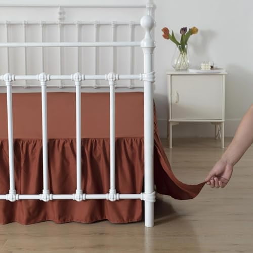 Bed Skirt Queen Size Ruffled Bed Skirt with Split Corners, 18 Inch Drop ...