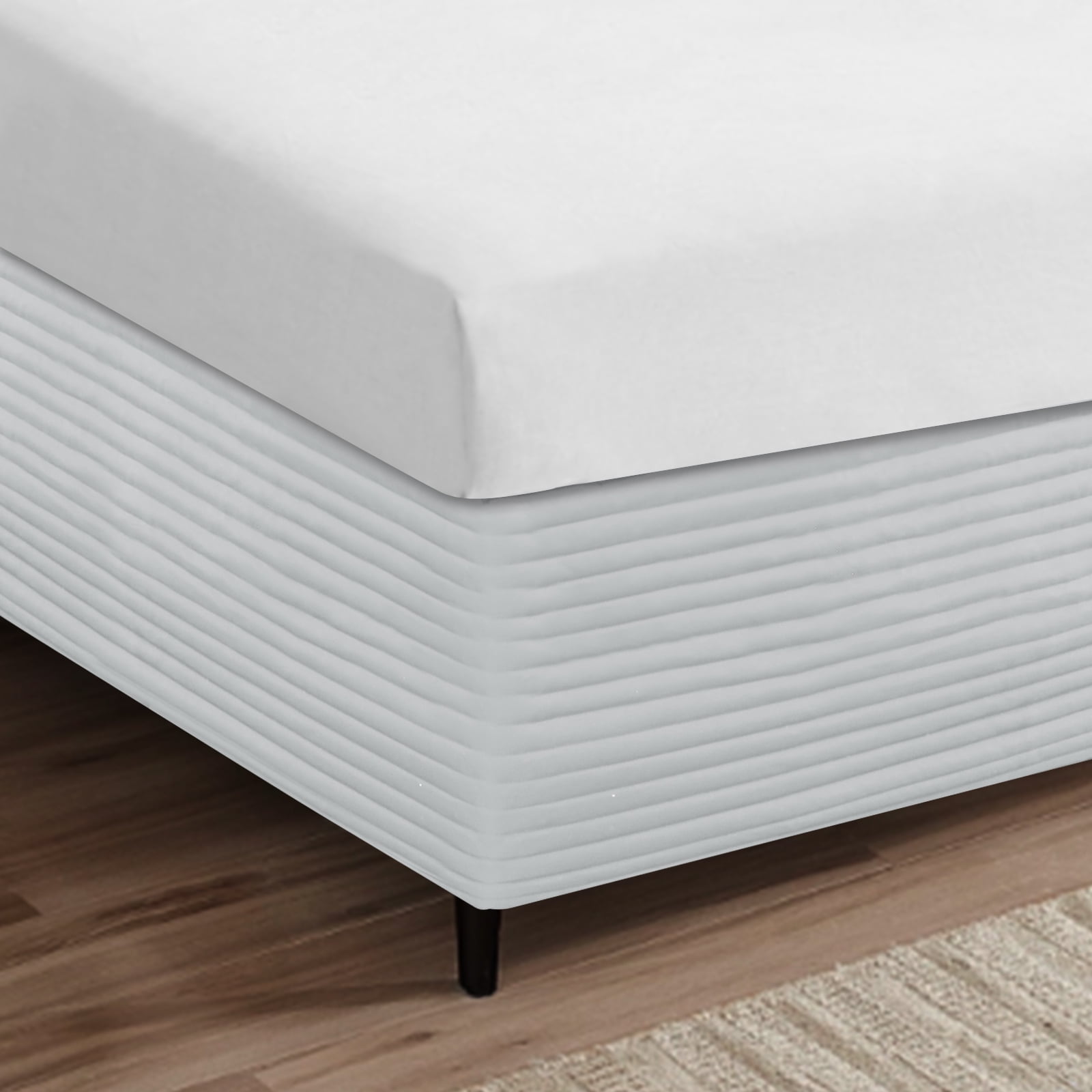 Bed Skirt with Spilt Corner 15 Inch Drop, Polyester Blended Quilted Bed ...