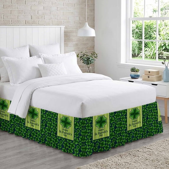 Bed Skirt St. Patrick's Day Adjustable Elastic Wrap-Around Dust Ruffle ...