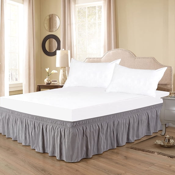 Bed Skirt - Wrap Around Bed Skirts Elastic Dust Ruffles, Easy Fit ...
