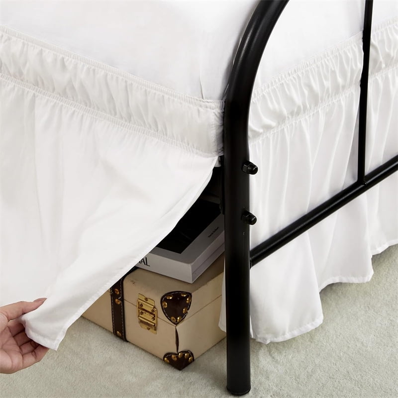 Bed Skirts Soft Cosy White Ruffles Bed Skirts with Split Corners With ...