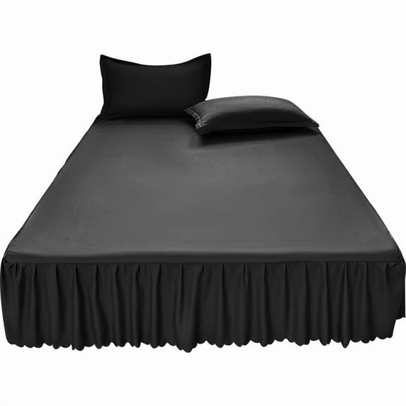 Bed Skirts Solid Color Bed Skirt Four Corners with Elastic Band Brushed ...