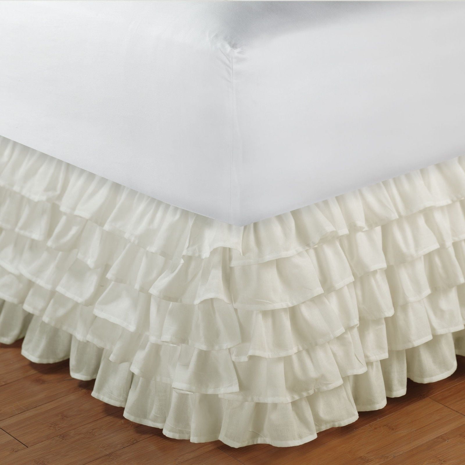 Bed Skirts Three Layers Wrap Around Elastic Solid Bed Skirt Elastic ...
