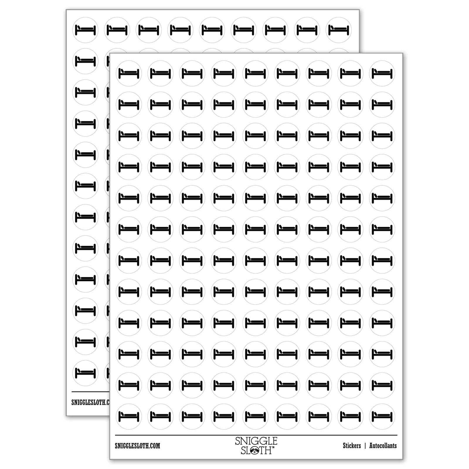 Bed Sleeping 200+ Round Stickers - White - Matte Finish - 0.50" Size ...