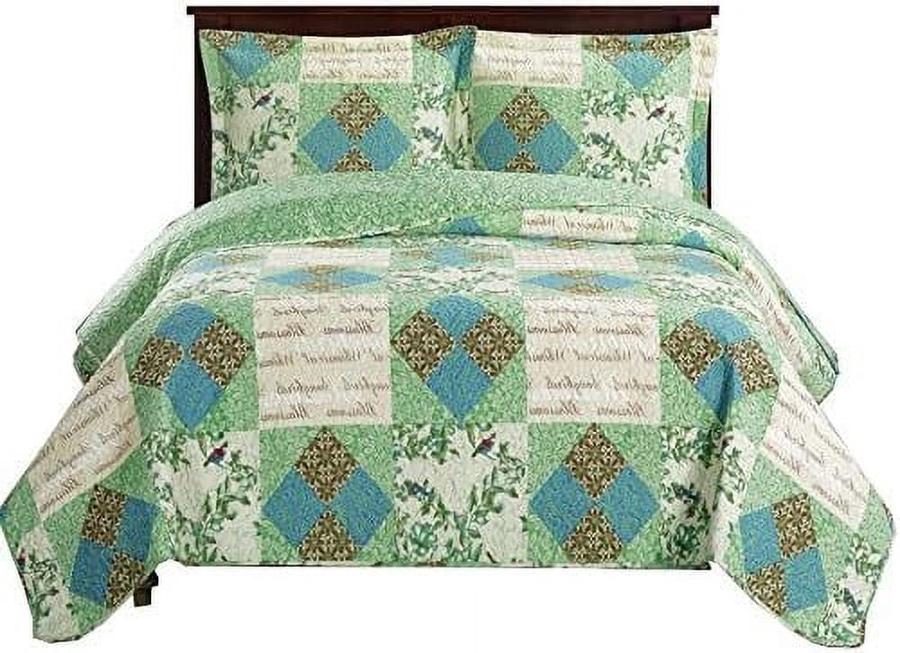 Bed Spread Set- Queen -Davina-Printed Quilted Wrinkle-Free Microfiber ...