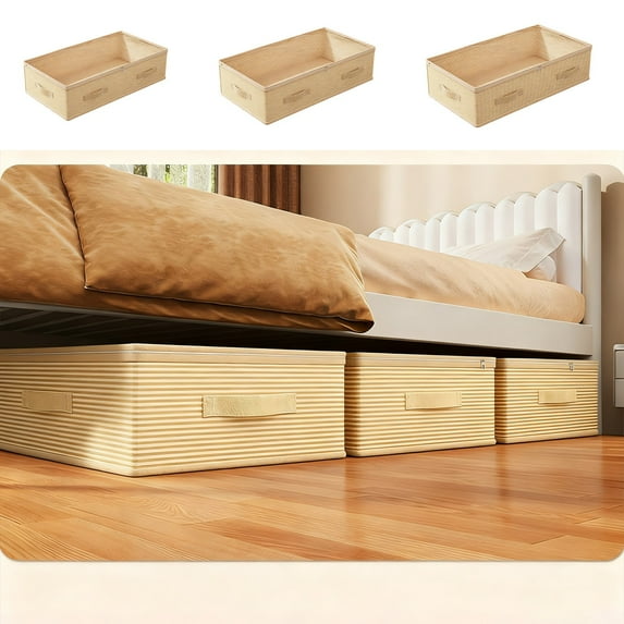 Under Bed Storage Bag Large Capacity Organizer | Striped Beige Non ...