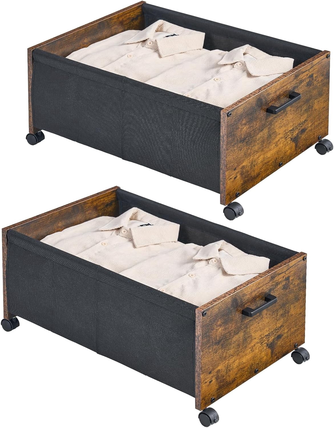Under Bed Drawers, UnderBed Storage with Wheels, Wooden Drawers for ...
