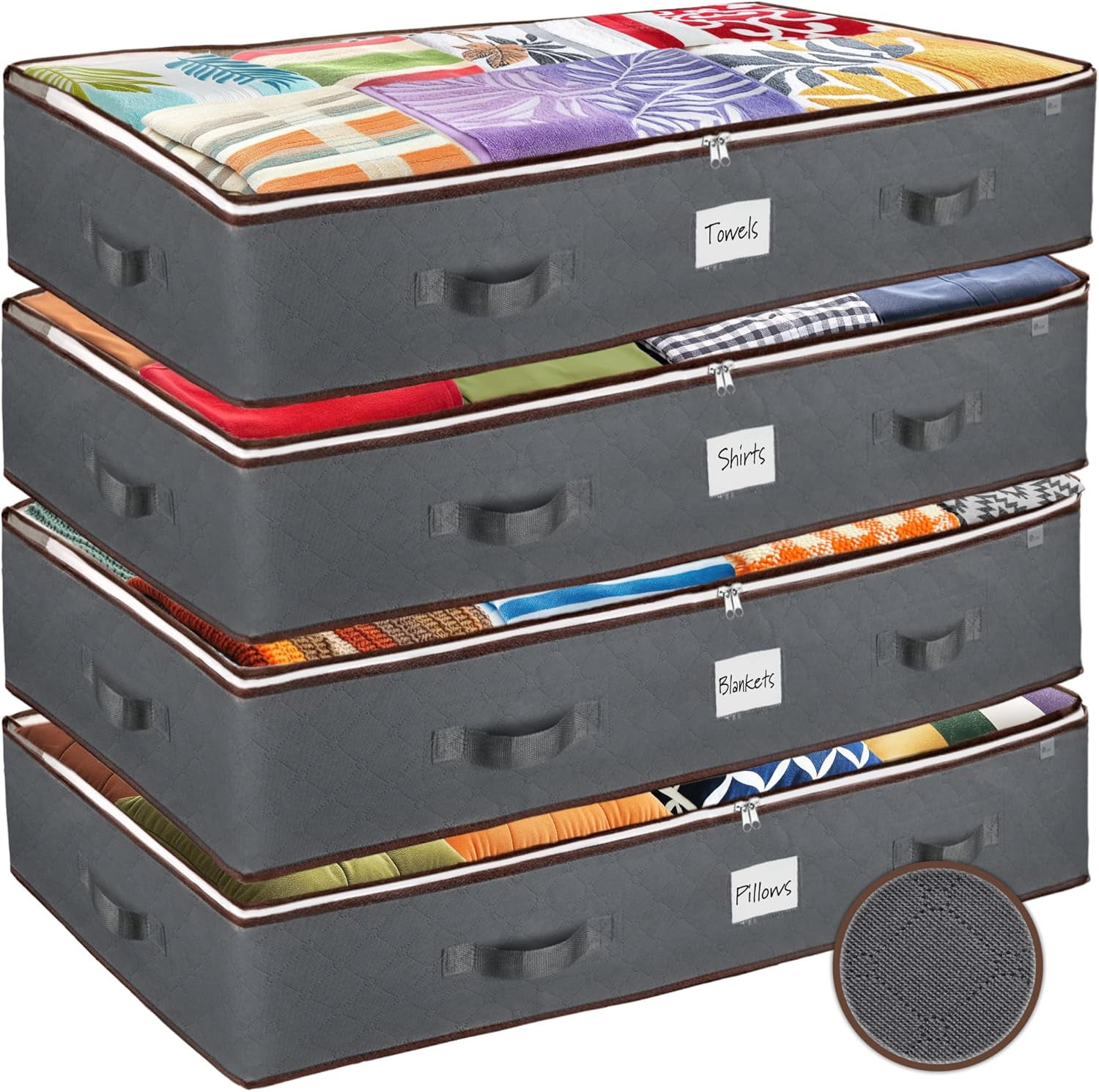 Under Bed Storage Bins - Pack Of 4 Under The Bed Storage Containers For ...
