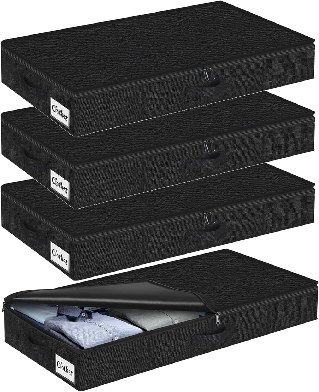 Under Bed Storage Container Bin 4 Pack, 4.5 Inch Slim Low Profile ...