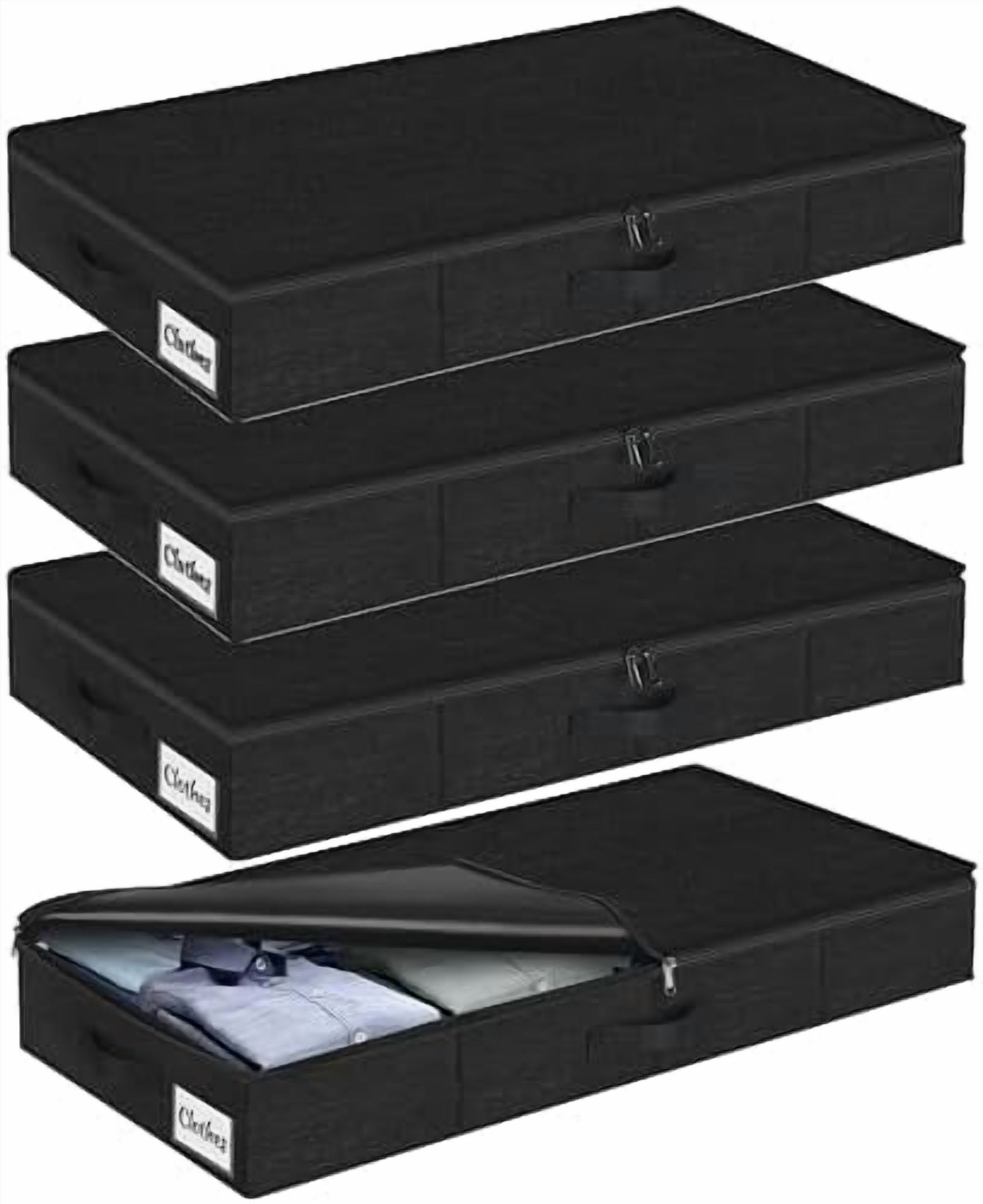Under Bed Storage Container Bin 4 Pack, 4.5 Inch Slim Low Profile ...