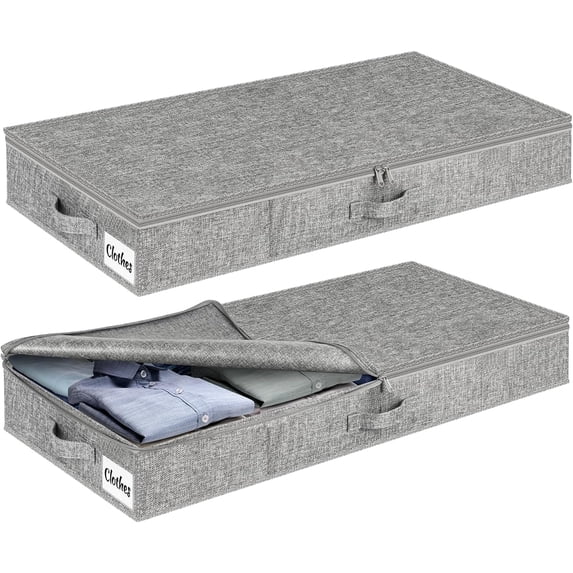 Under Bed Storage Container Bins 2 Pack, 4 Inch Thin Low Profile ...