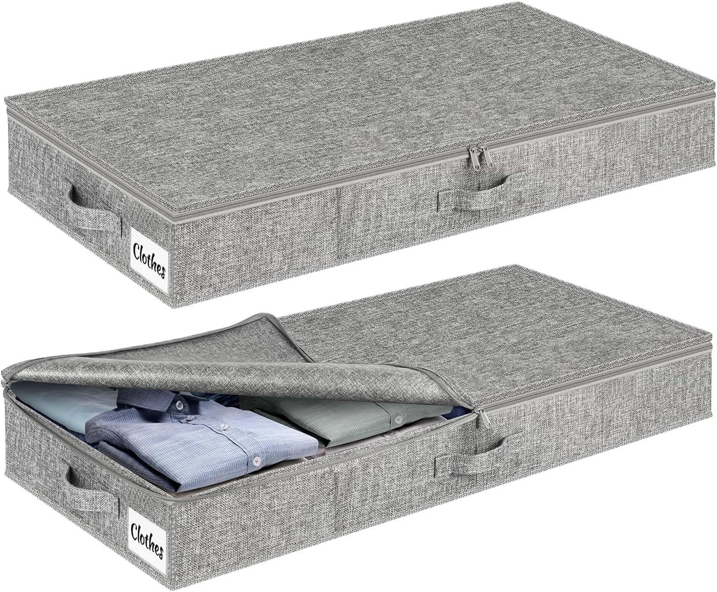 Under Bed Storage Container Bins 2 Pack, 5 Inch Thin Low Profile ...