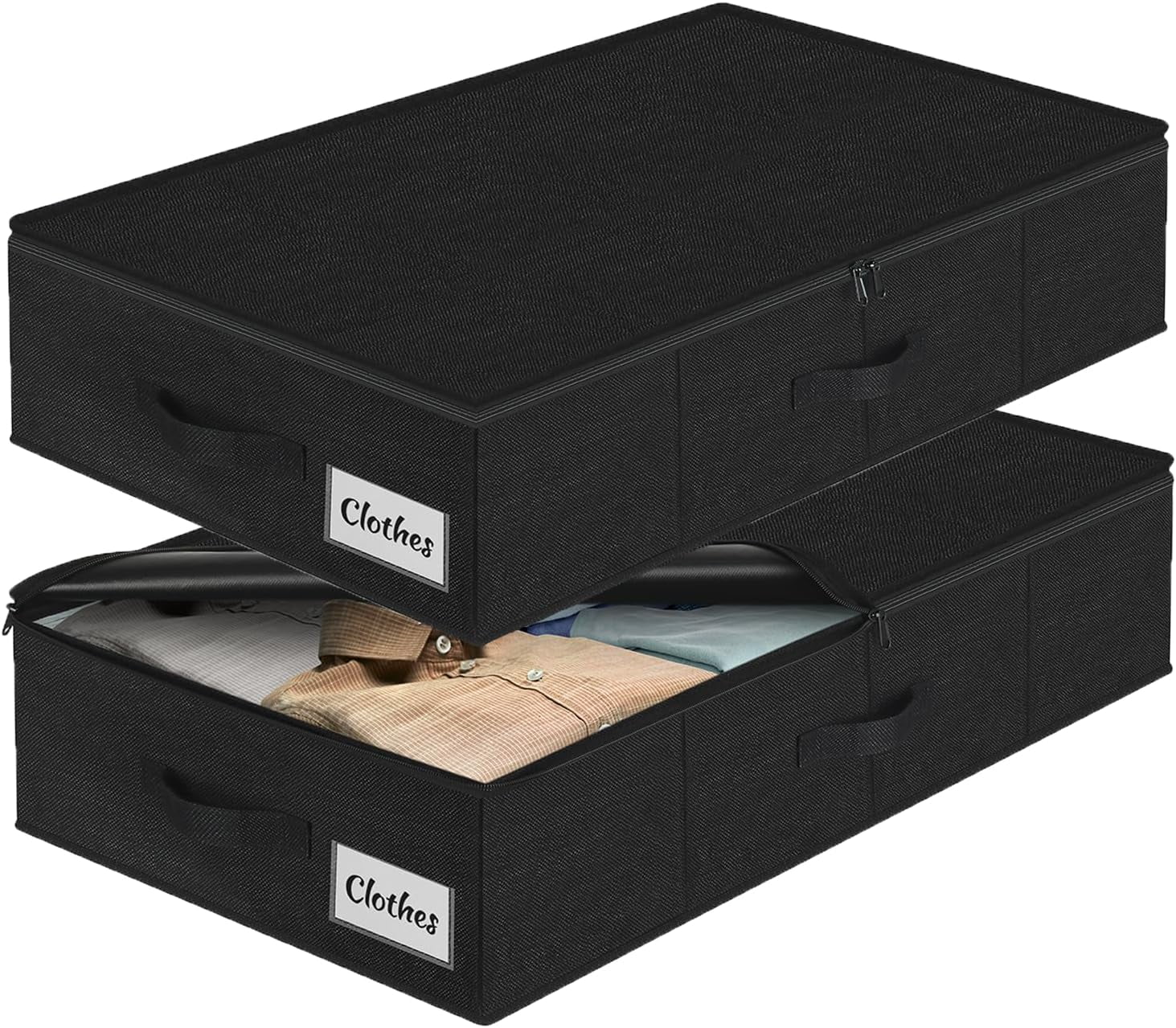 Under Bed Storage Container Bins 2 Pack, Low Profile Foldable Underbed ...