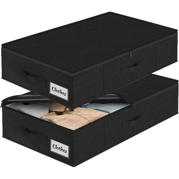 Under Bed Storage Container Bins 2 Pack, Low Profile Foldable Underbed ...